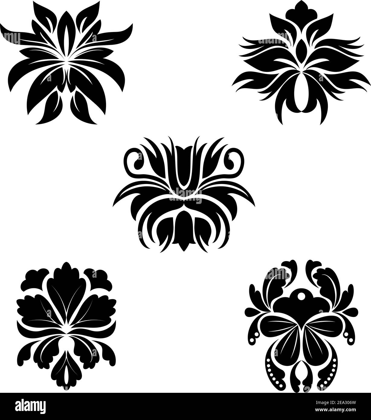 Black flower patterns for design and ornate Stock Vector Image & Art ...
