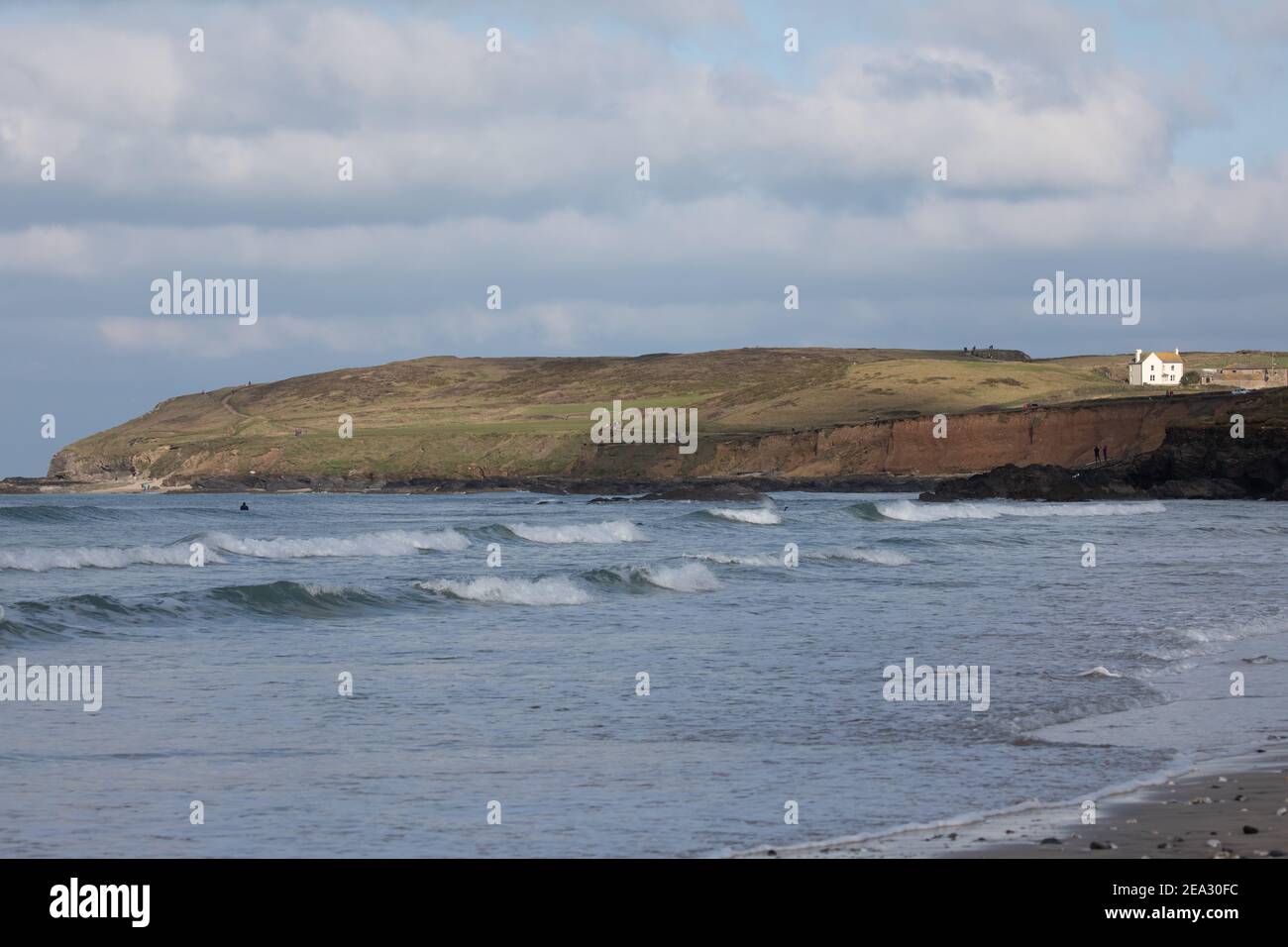 View of the Celtic Sea and cliffs from the South West Coast Path in ...