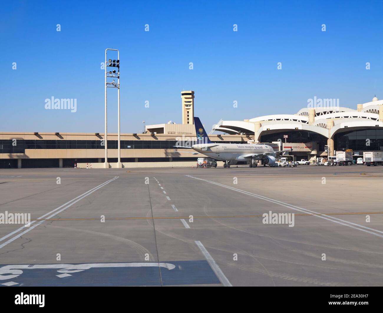 Riyadh - March 01: Planes preparing for take off at Riyadh King Khalid ...