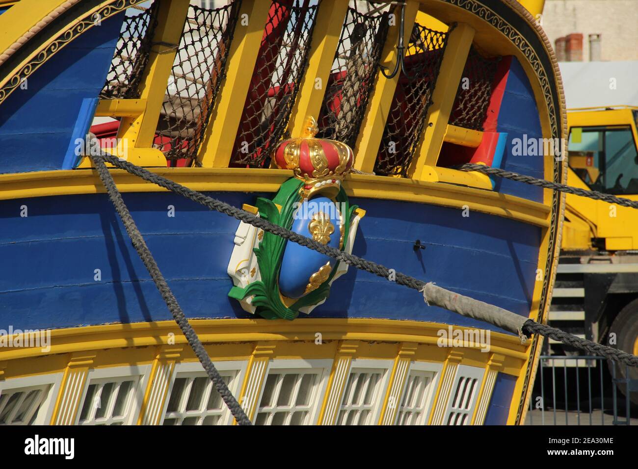 The French frigate Hermione, a reproduction of the 1779 original Stock ...