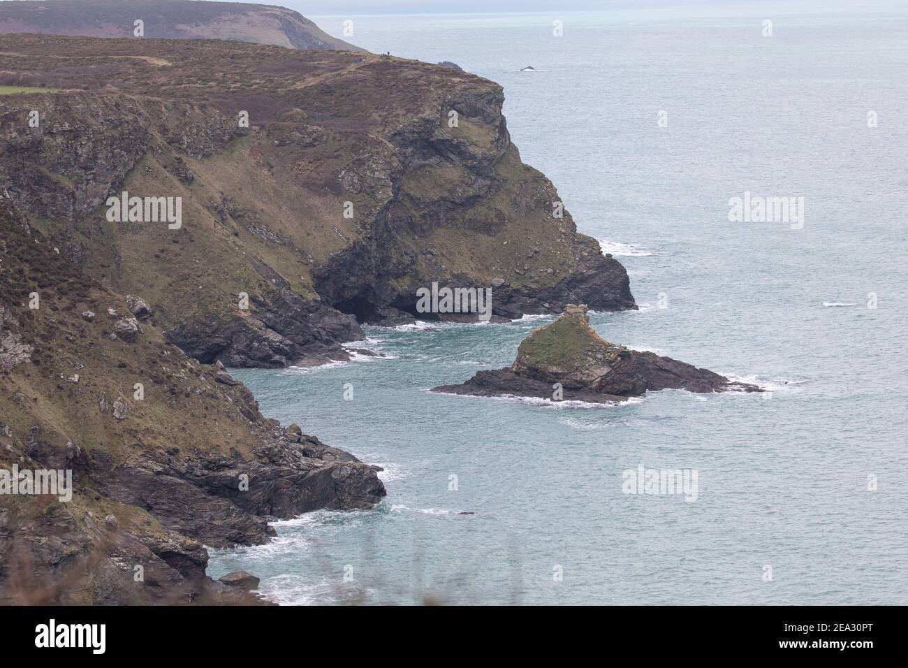 View of the Celtic Sea and cliffs from the South West Coast Path in ...