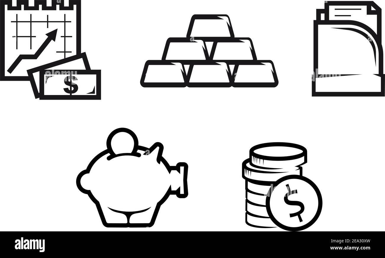 Set of finance and economic symbols isolated on white Stock Vector ...
