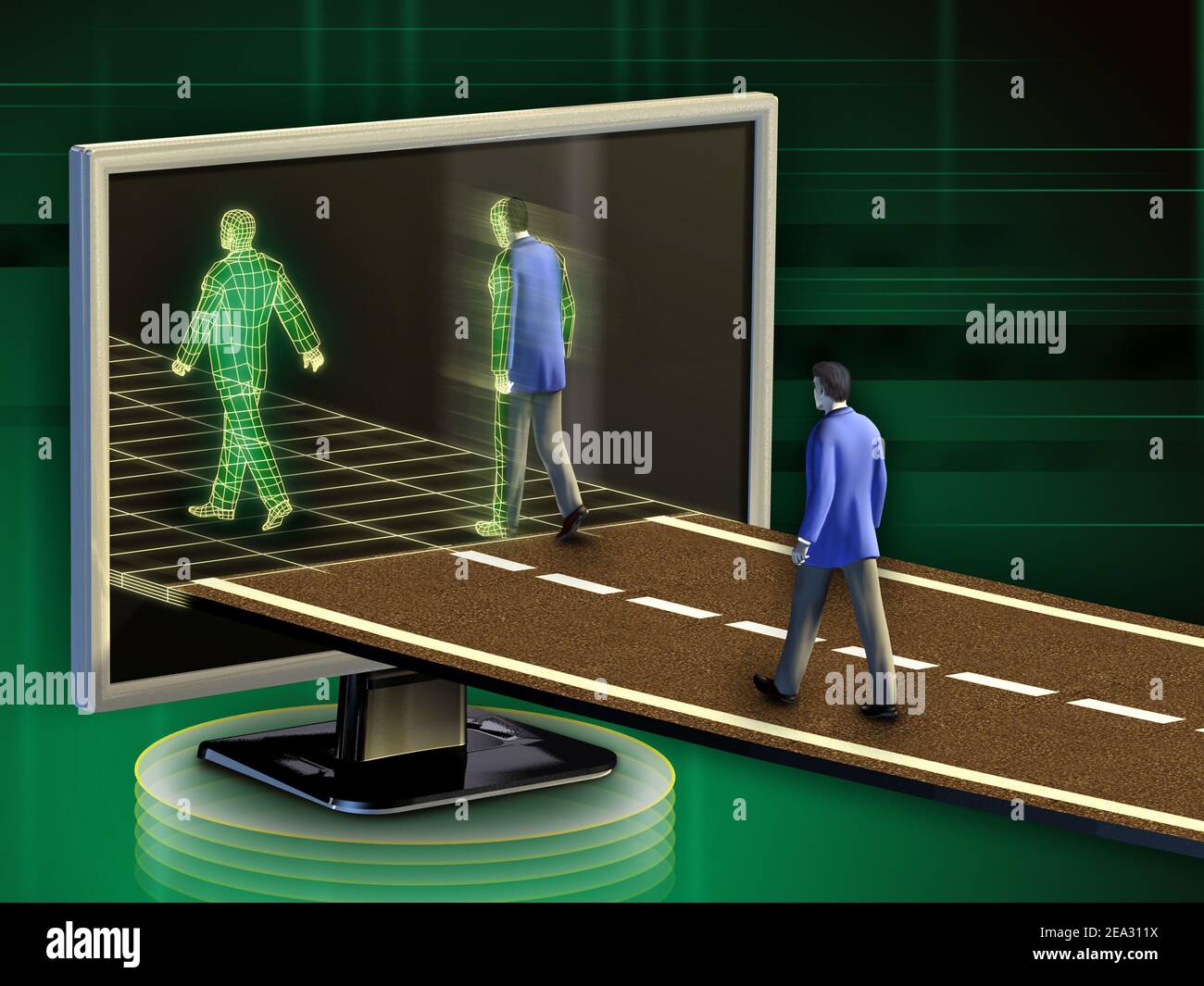 Businessmen entering into the digital world. Digital illustration Stock ...