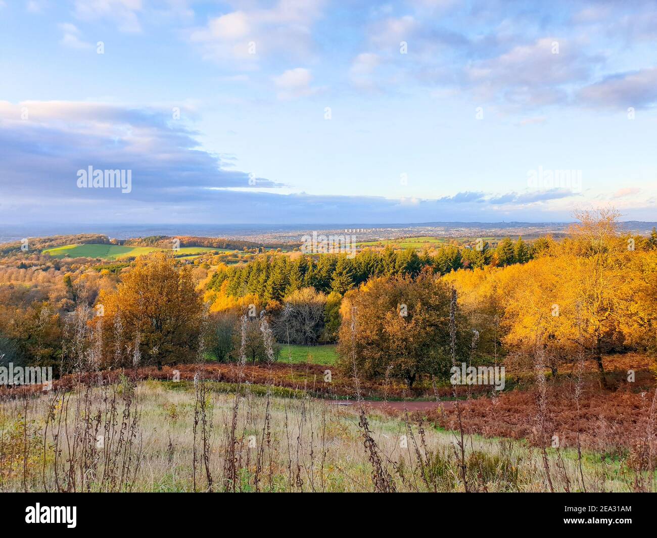 Views from Clent Hills in Autumn, National Trust countryside ...