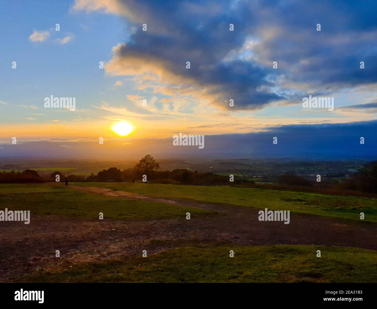 Sunset views from Clent Hills in Autumn, National Trust countryside ...