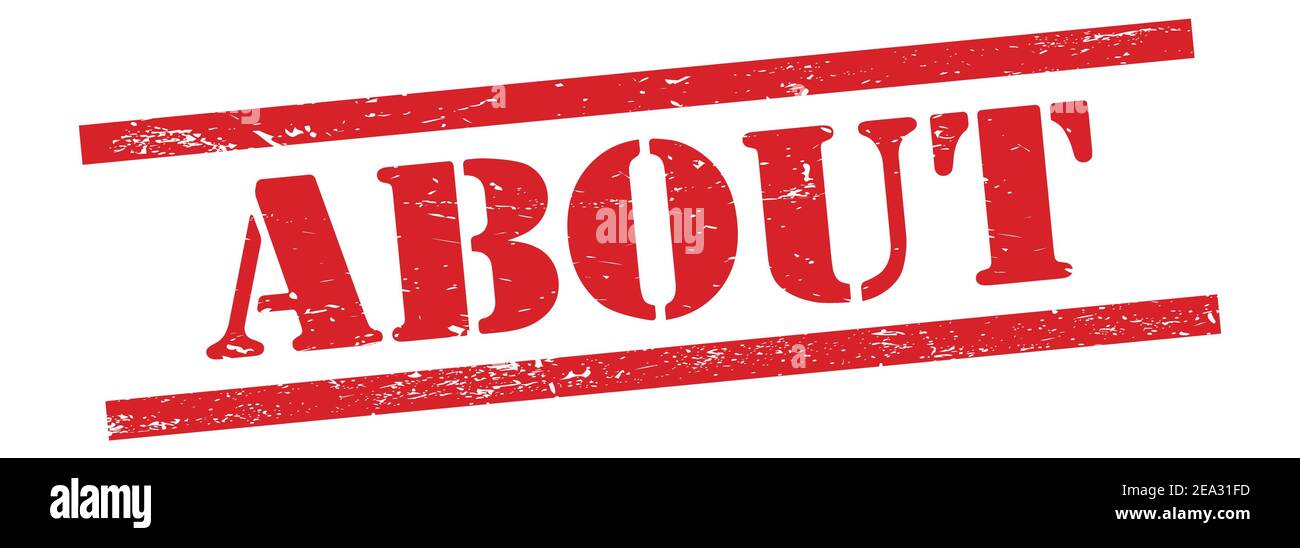 ABOUT text on red grungy vintage rubber stamp Stock Photo - Alamy