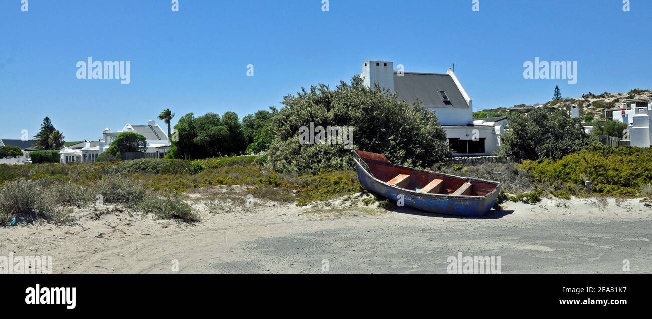 An old fishing boat in picturesque village of Paternoster on the West ...