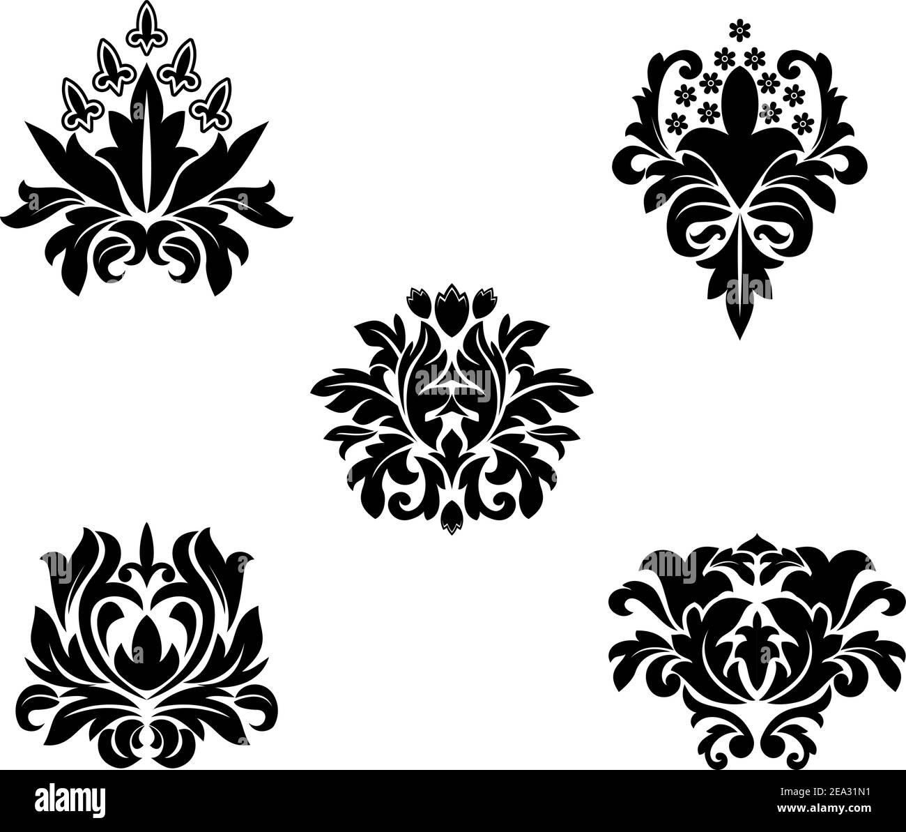 Black flower patterns for design and ornate Stock Vector Image & Art ...