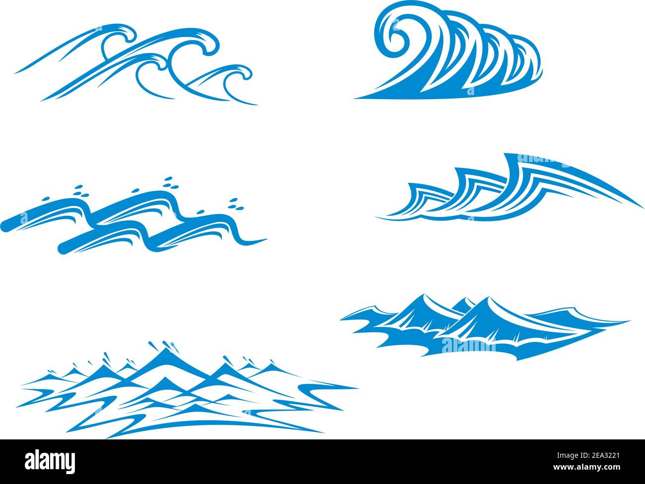 Set of wave symbols for design isolated on white Stock Vector Image ...