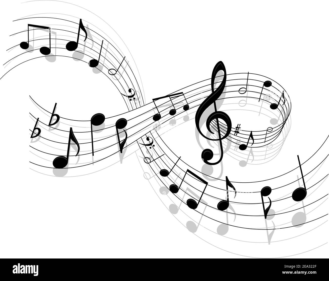 Notes with music elements as a musical background design Stock Vector ...