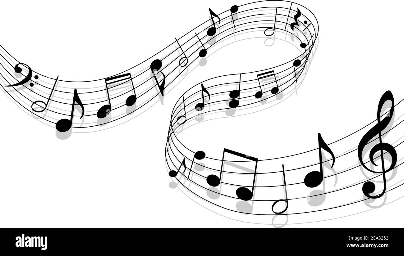 Notes with music elements as a musical background design Stock Vector ...