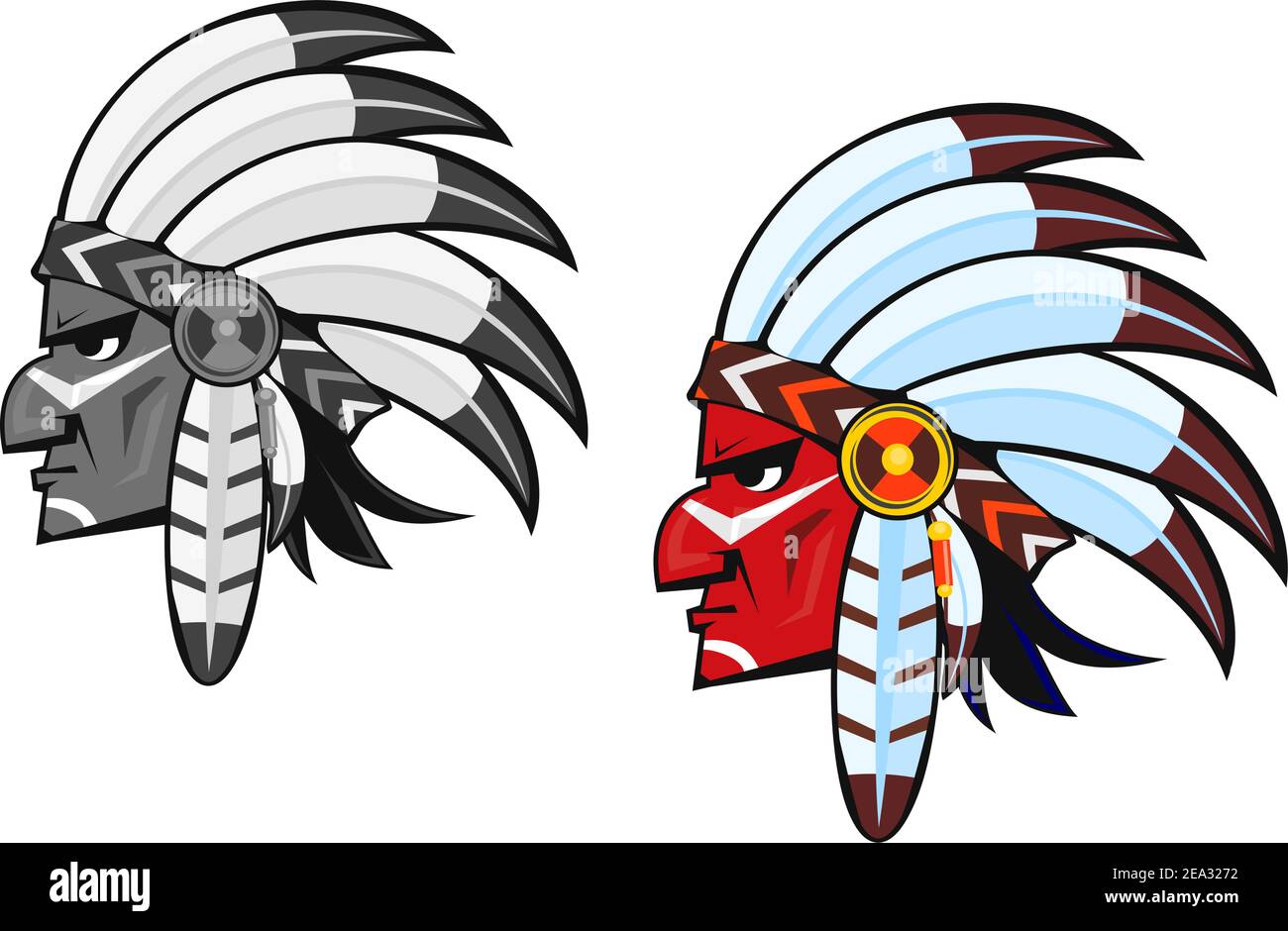 Indigenous people in national costume for tattoo design Stock Vector ...