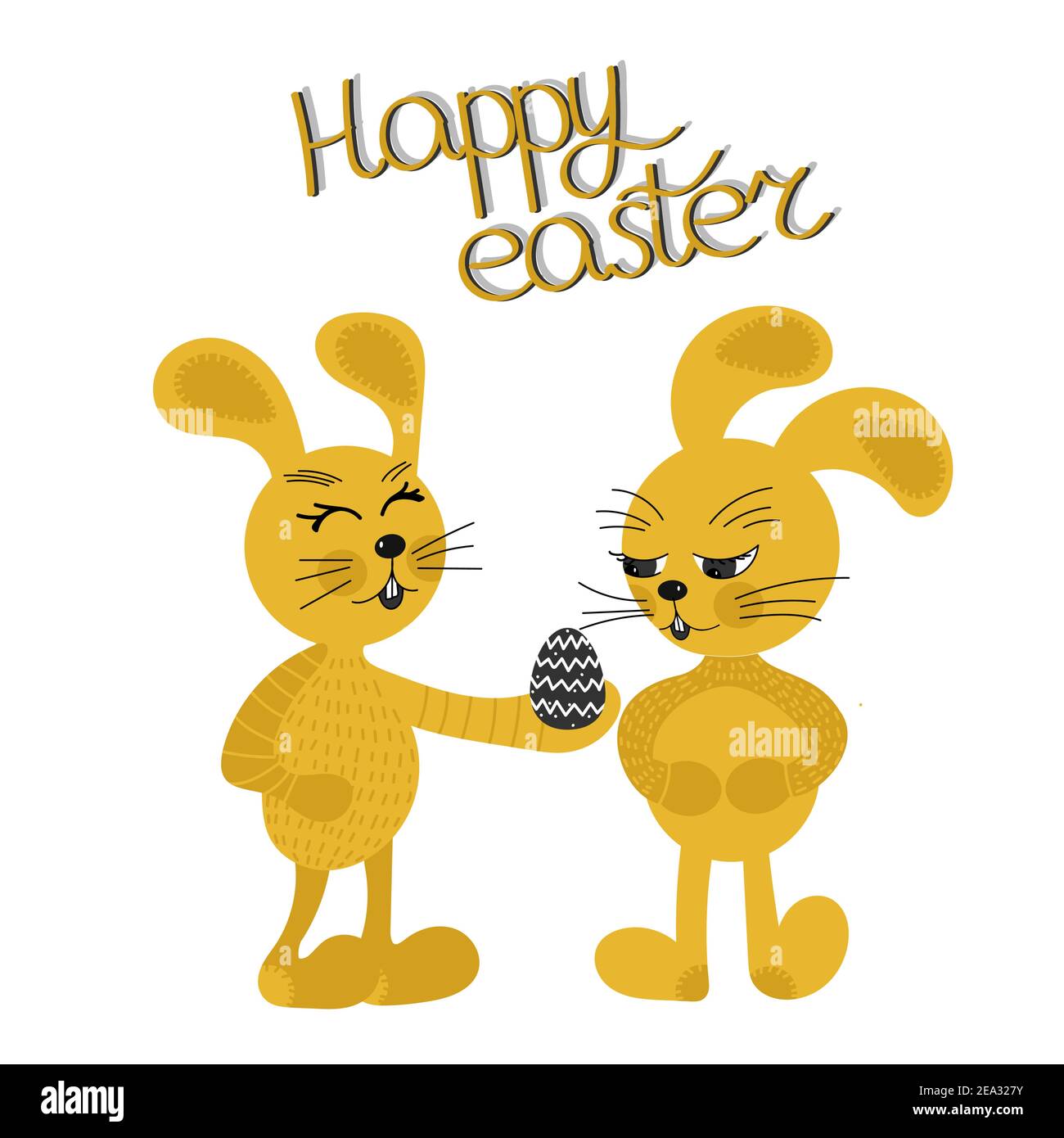 Easter bunny gives easter egg ro friend vector illustration Stock ...