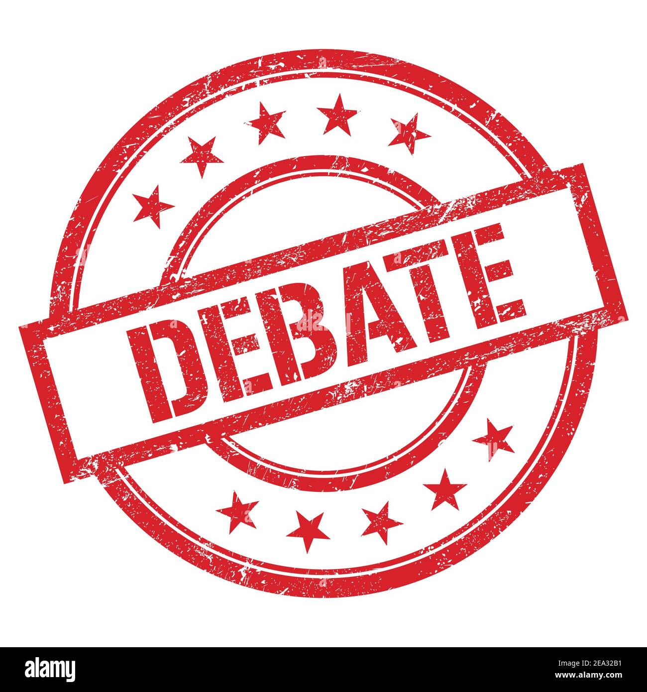 DEBATE text written on red round vintage rubber stamp Stock Photo - Alamy