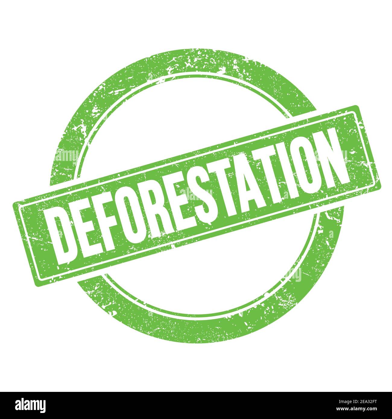 DEFORESTATION text on green grungy round vintage stamp Stock Photo - Alamy