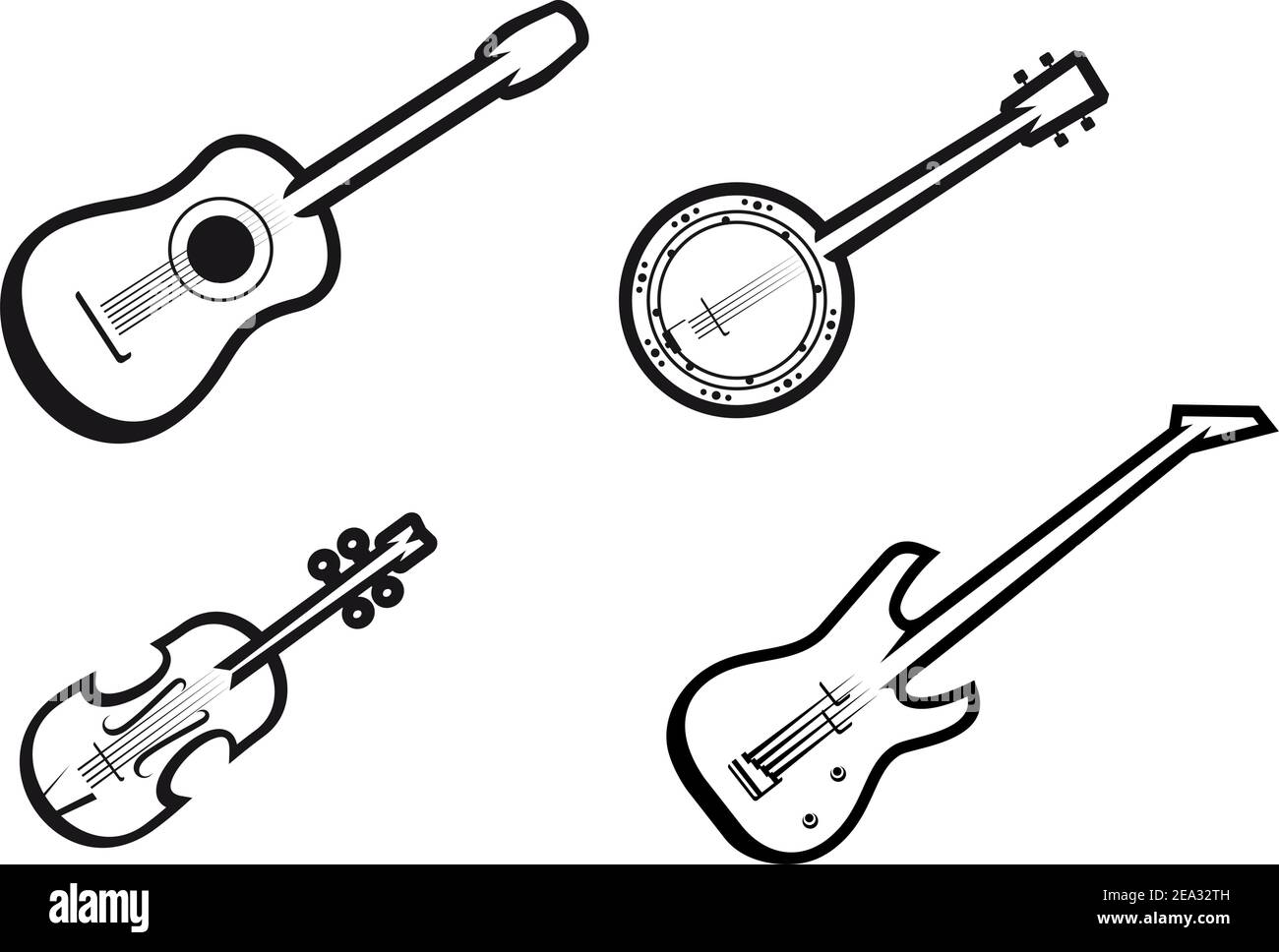 Set of string musical instruments for music design Stock Vector Image ...
