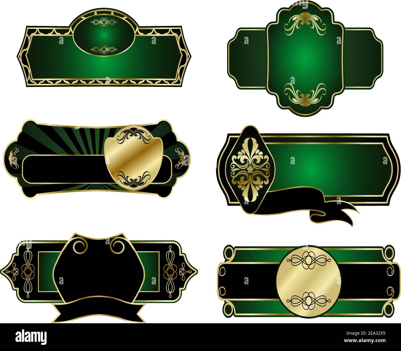 Set of green golden labels for design Stock Vector Image & Art - Alamy