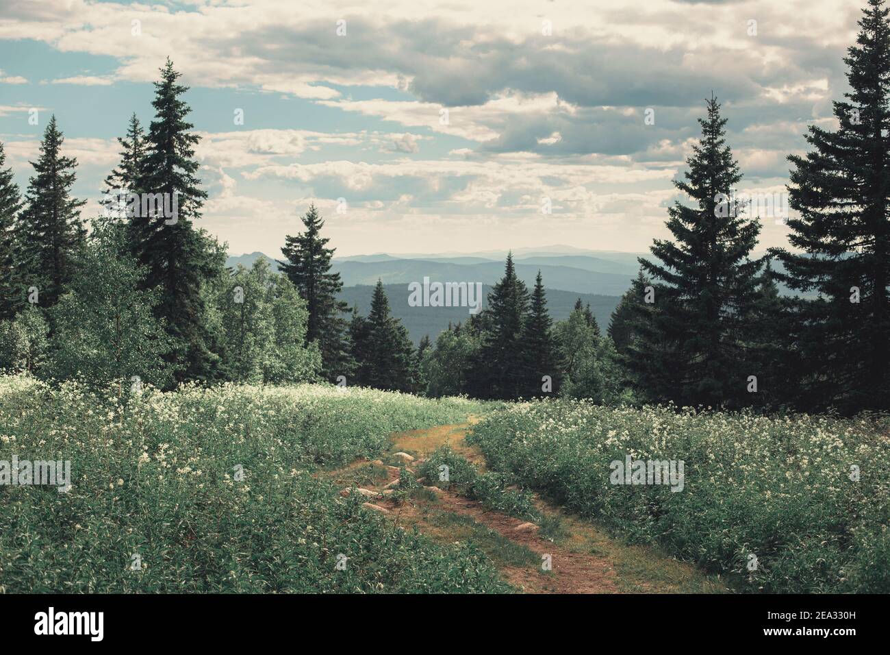 Wild national Park in the middle of Russia, in the Urals. View of ...