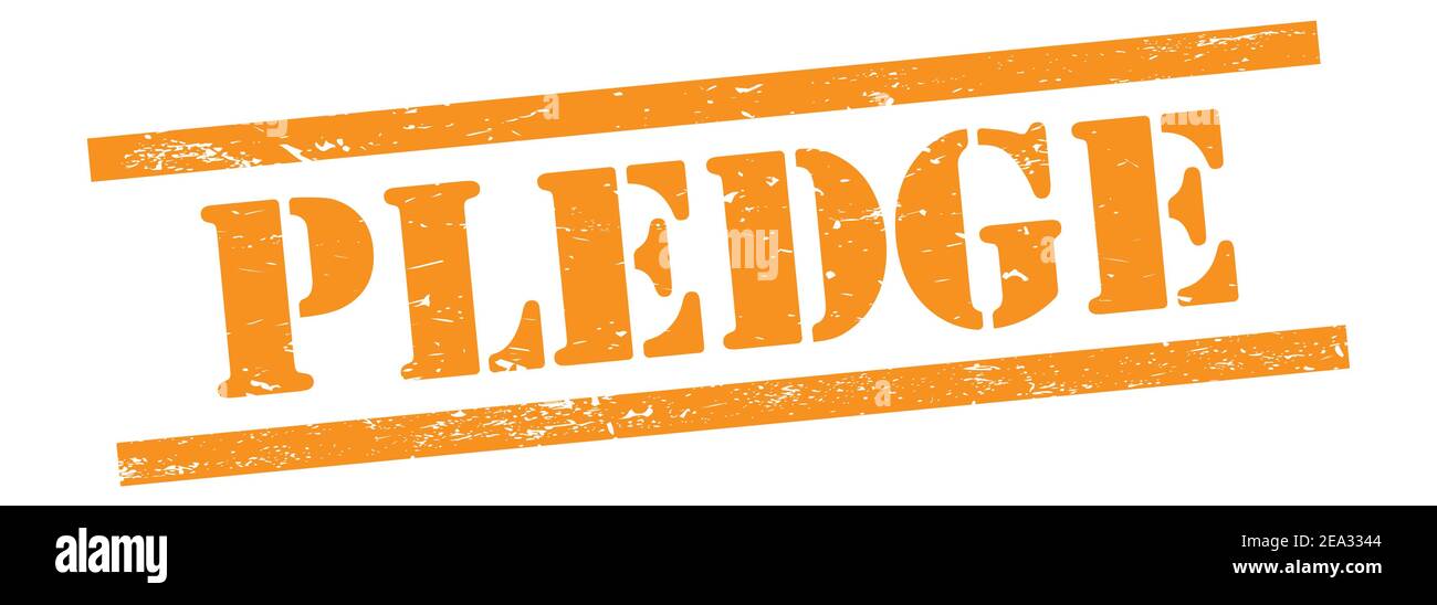 PLEDGE text on orange grungy vintage rubber stamp Stock Photo - Alamy