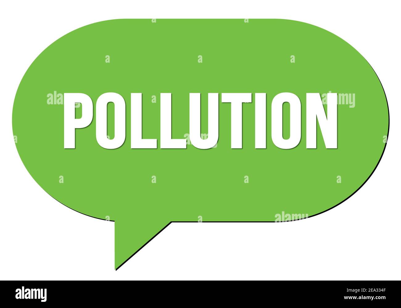 POLLUTION text written in a green speech bubble stamp Stock Photo - Alamy