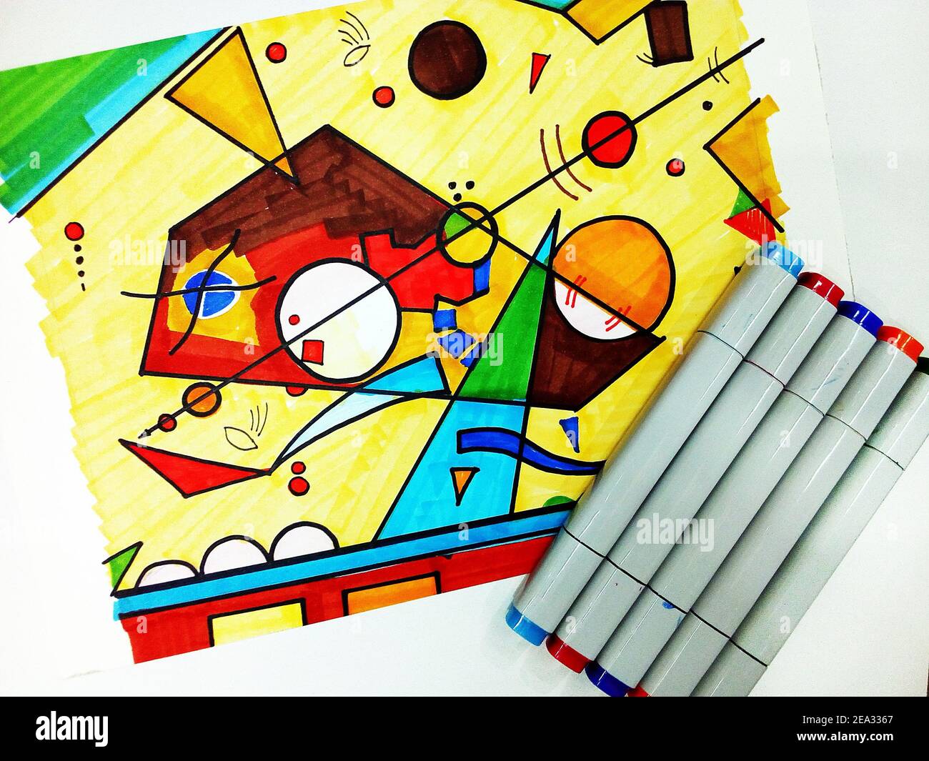 Art ;copic marker ;Abstract ;background ;Modern ;Triangle ;Curve ...