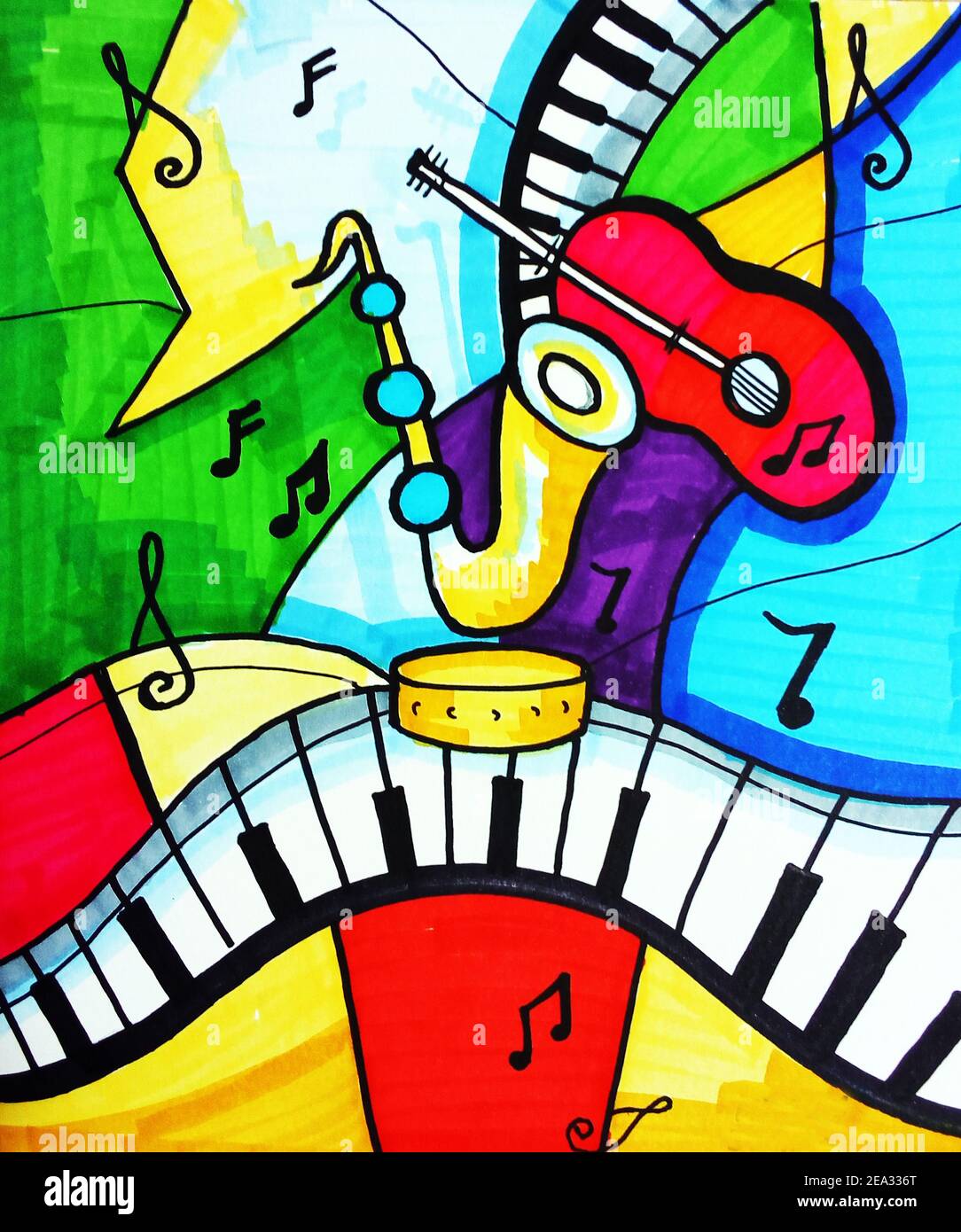 Art ,Drawing ,Abstract ,Copic, color ,Music ,Triangle ,Curve, Square ...