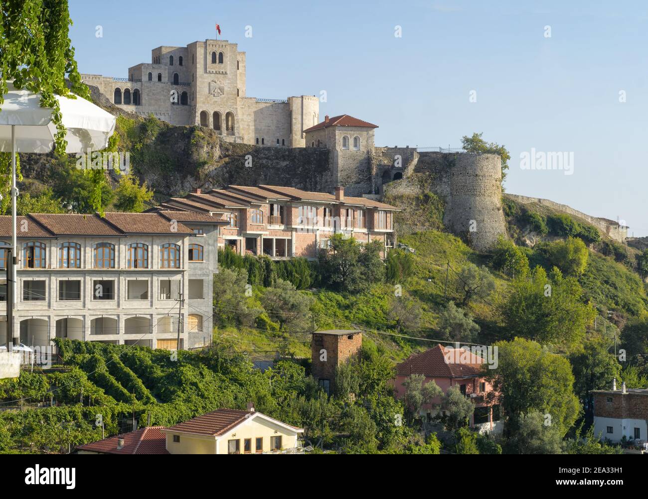 Kruja castle and Skanderbeg Museum near Tirana, Albania. Kruja (Kruje ...