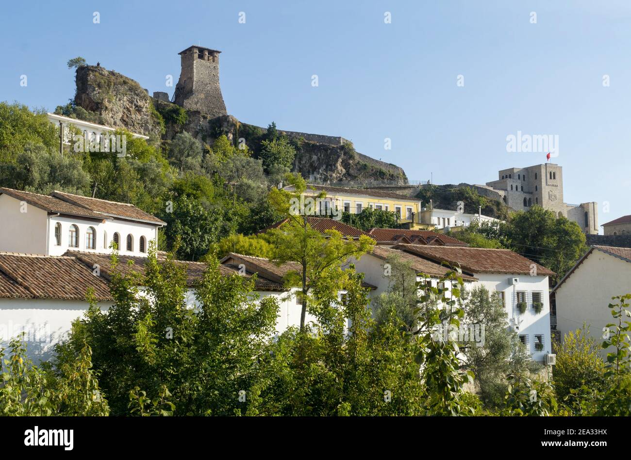 Kruja castle and Skanderbeg Museum near Tirana, Albania. Kruja (Kruje ...