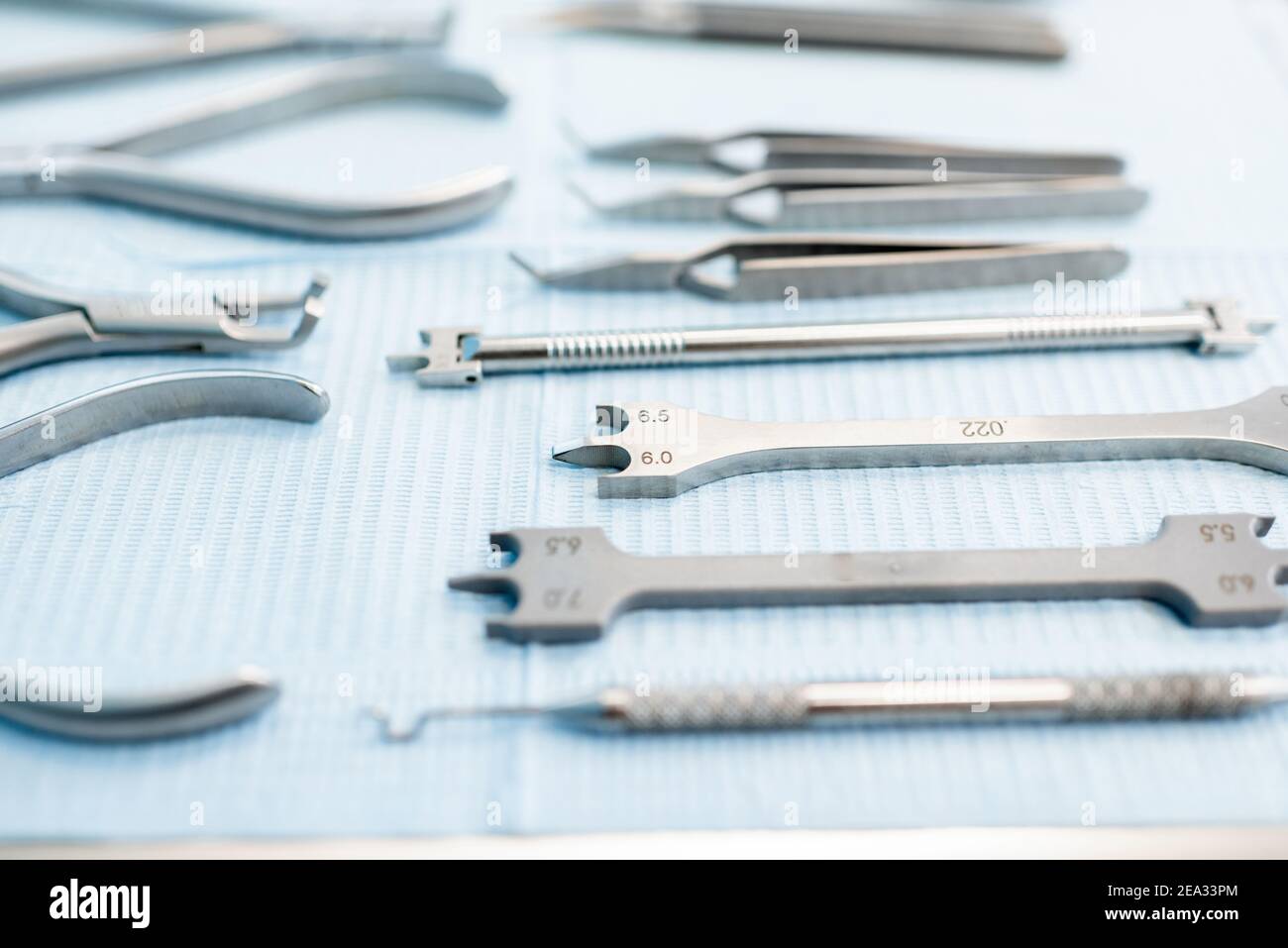 Dental tools for orthodontic treatment lying on the table Stock Photo ...