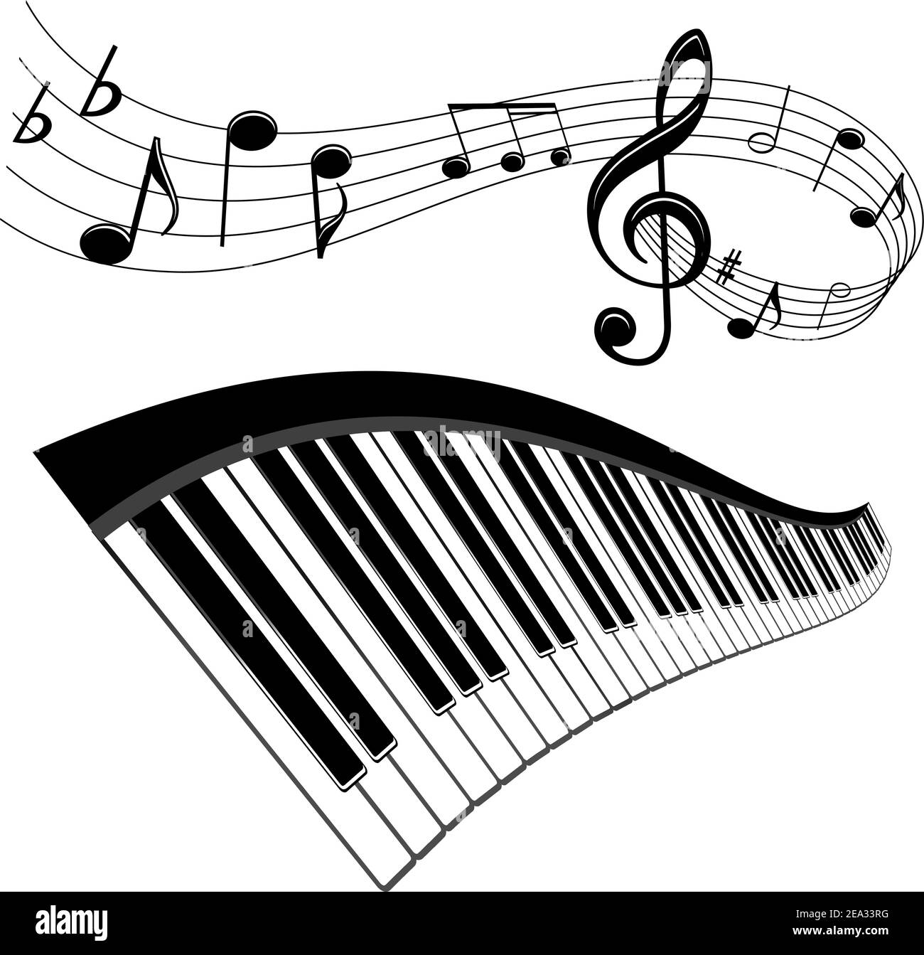 Piano and notes with music elements for musical design Stock Vector ...