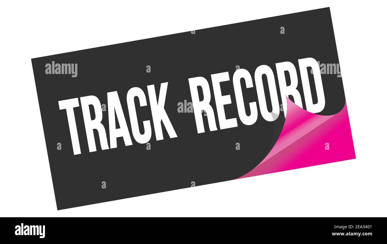 TRACK RECORD text written on black pink sticker stamp Stock Photo - Alamy