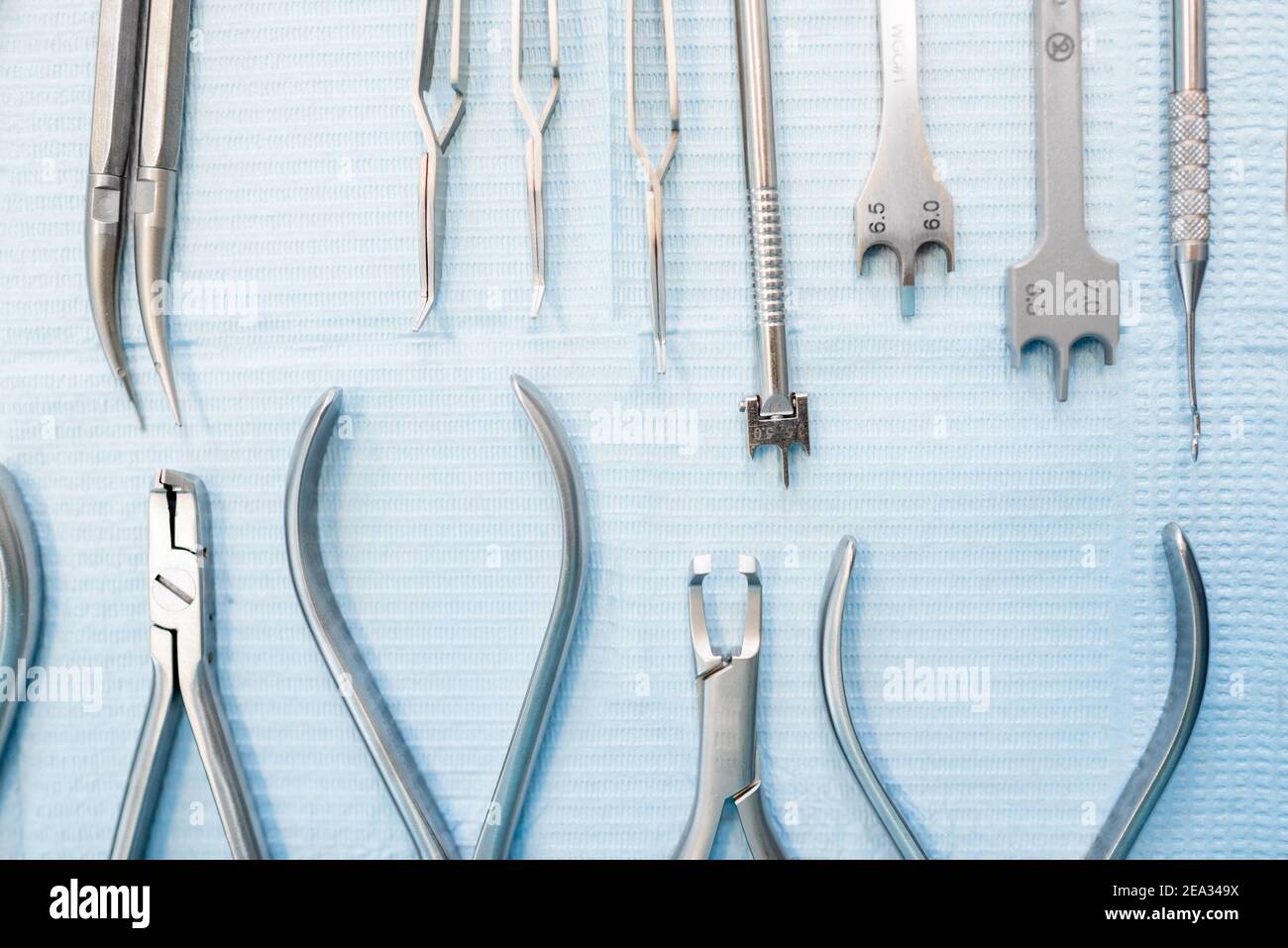 Dental tools for orthodontic treatment lying on the table Stock Photo ...