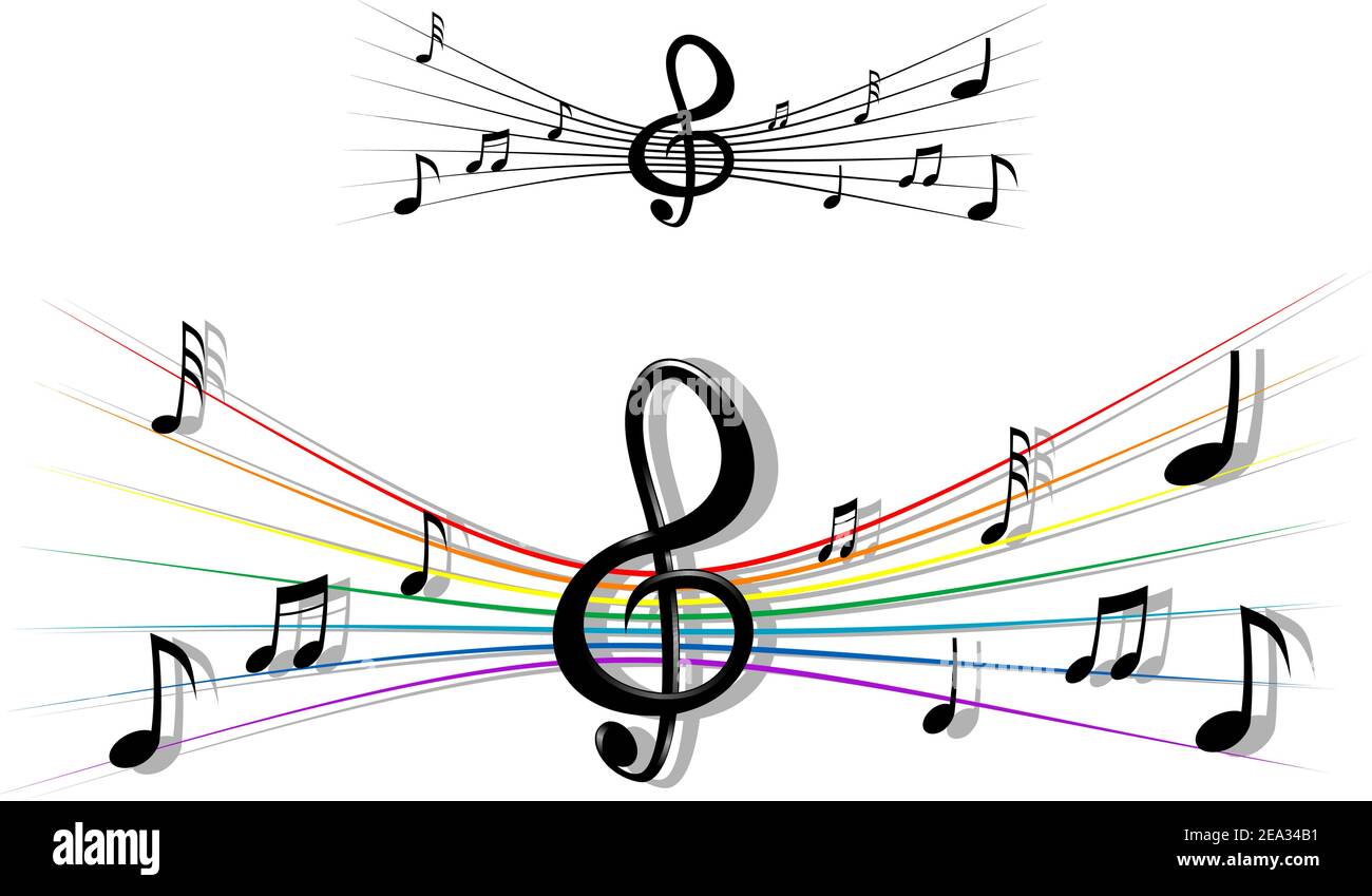Notes with music elements as a musical background design Stock Vector ...