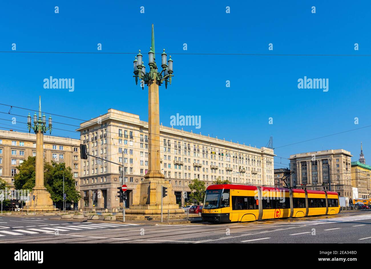 Warsaw, Poland - June 28, 2020: Panoramic view of Plac Konstytucji ...