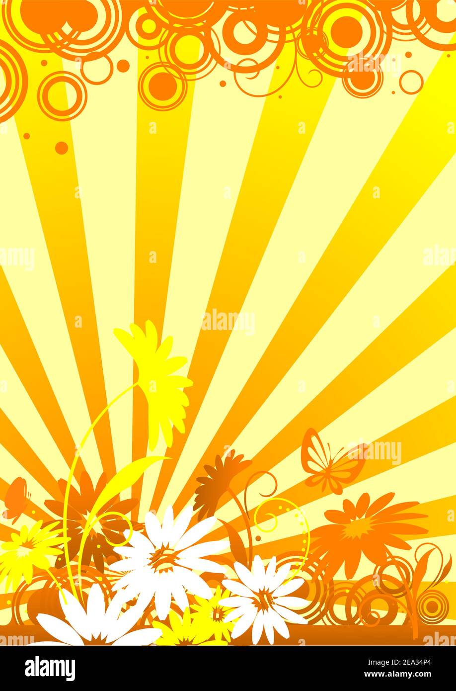 Floral background with flowers and sun lights Stock Vector Image & Art ...