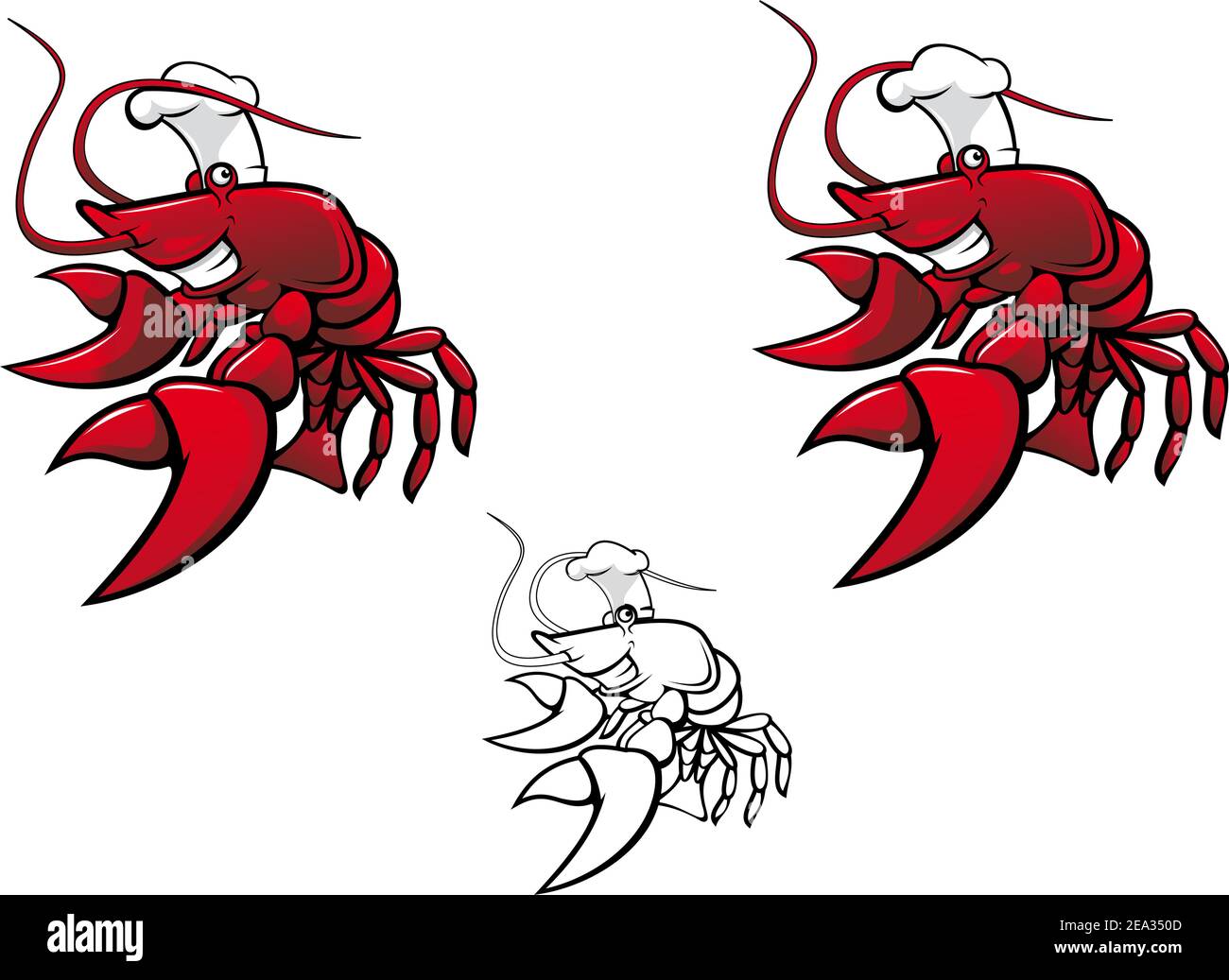 Smiling red crayfish chef isolated on white Stock Vector Image & Art ...