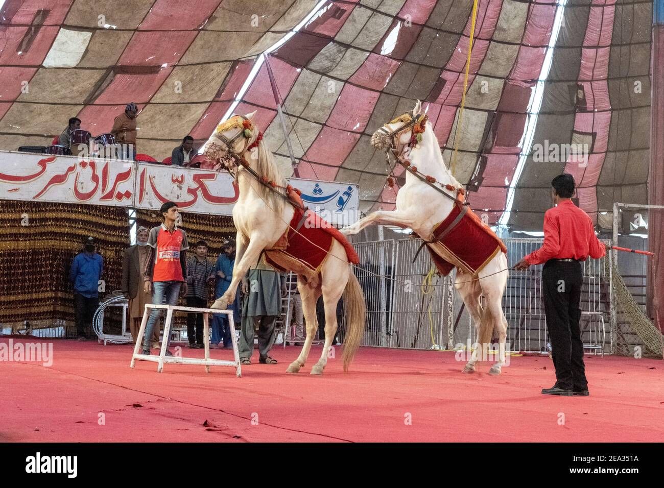 Lucky Irani Circus performing in Nankana Sahib, Punjab, Pakistan Stock ...