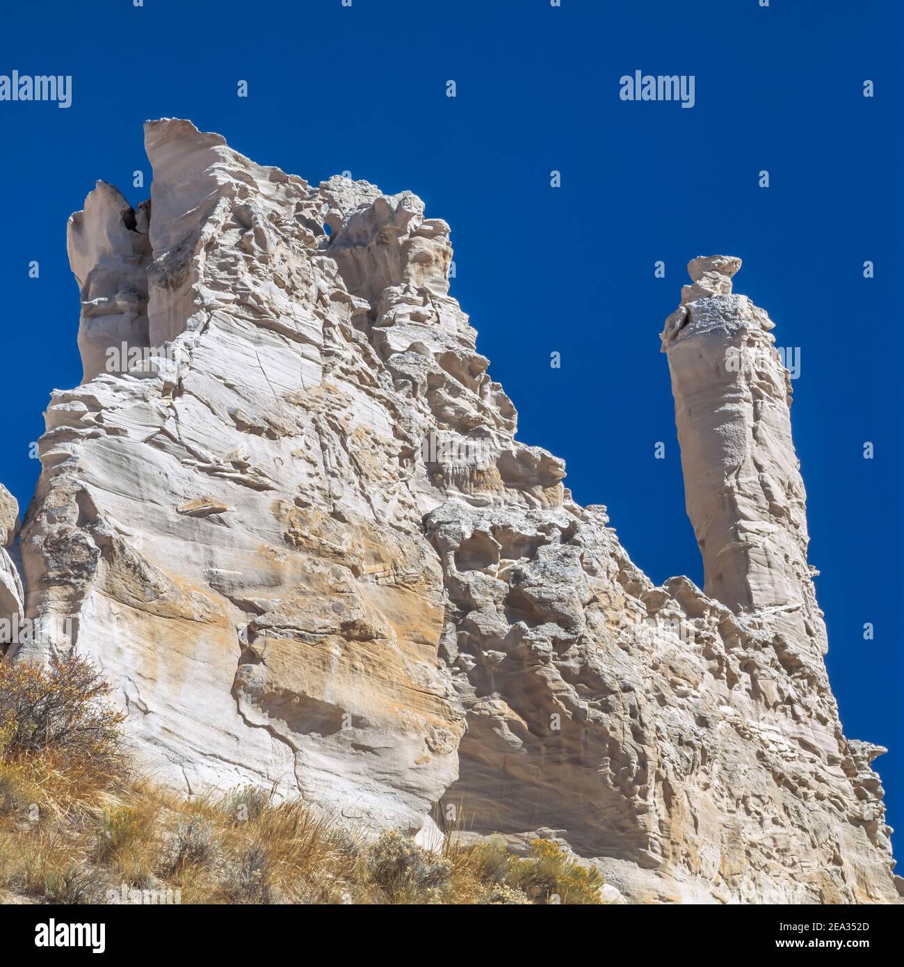 eroded columns of volcanic ash and pumice deposits in the snowcrest ...