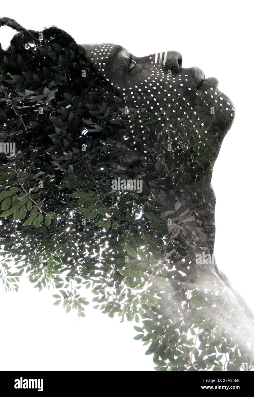 A dark double exposure portrait Stock Photo - Alamy