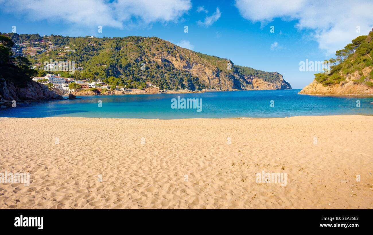 View of the beach of Cala Aiguablava practically deserted where the ...