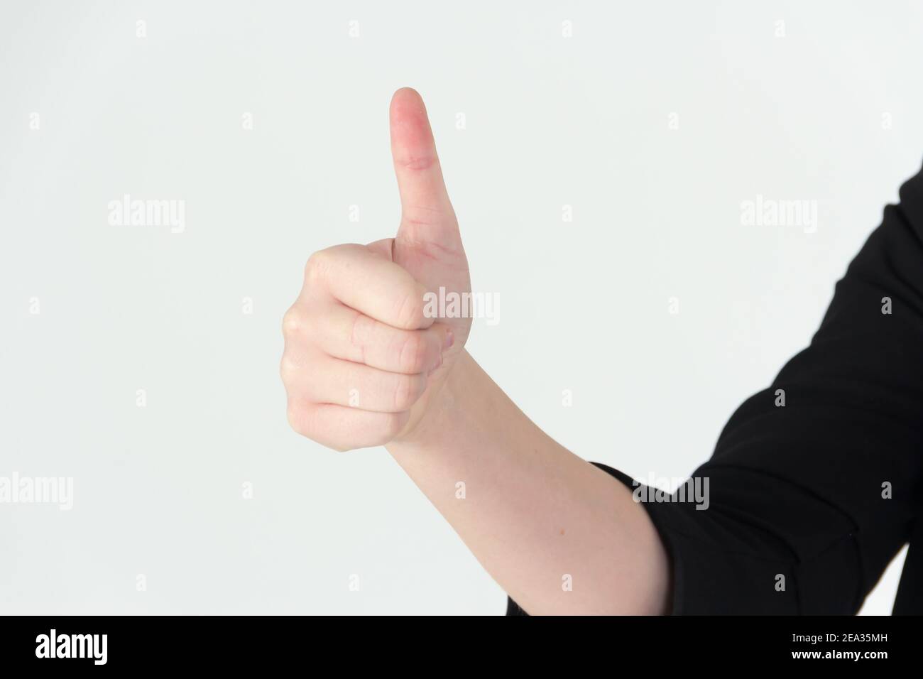 Girl positive gesture isolated on white background. Reference gesture ...