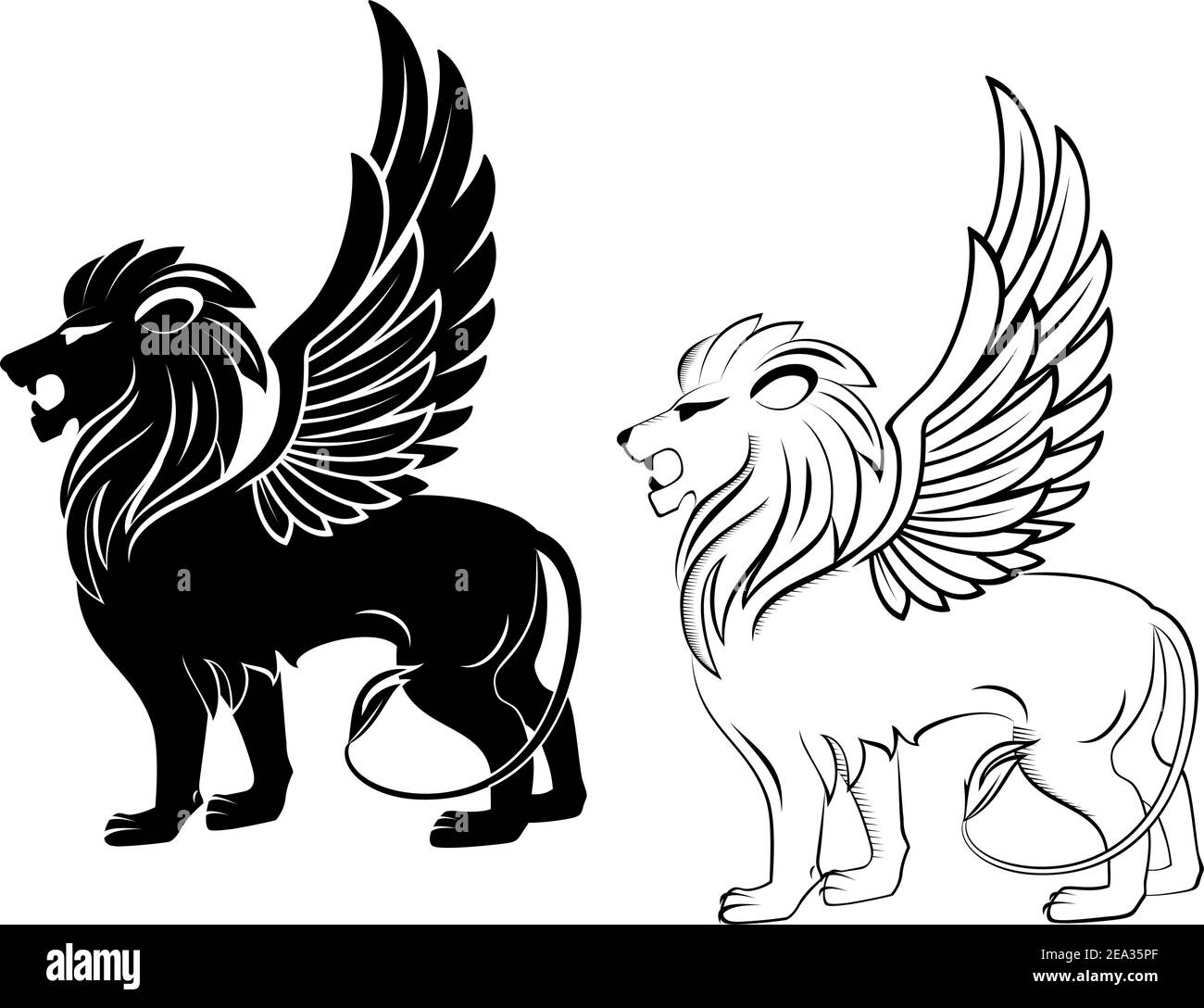 Isolated lion with wings for heraldry design Stock Vector Image & Art ...