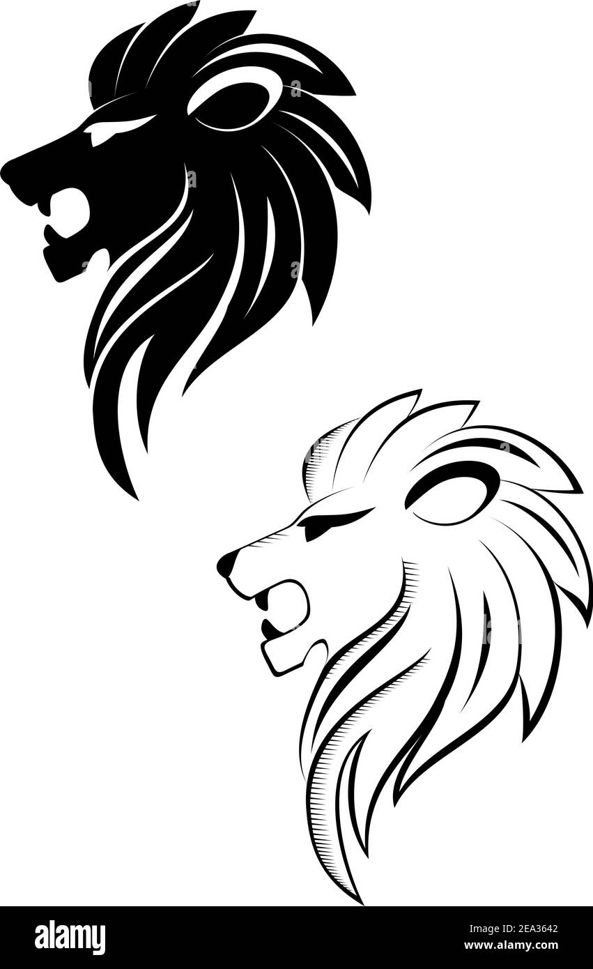 Lion head contour wild Cut Out Stock Images & Pictures - Alamy