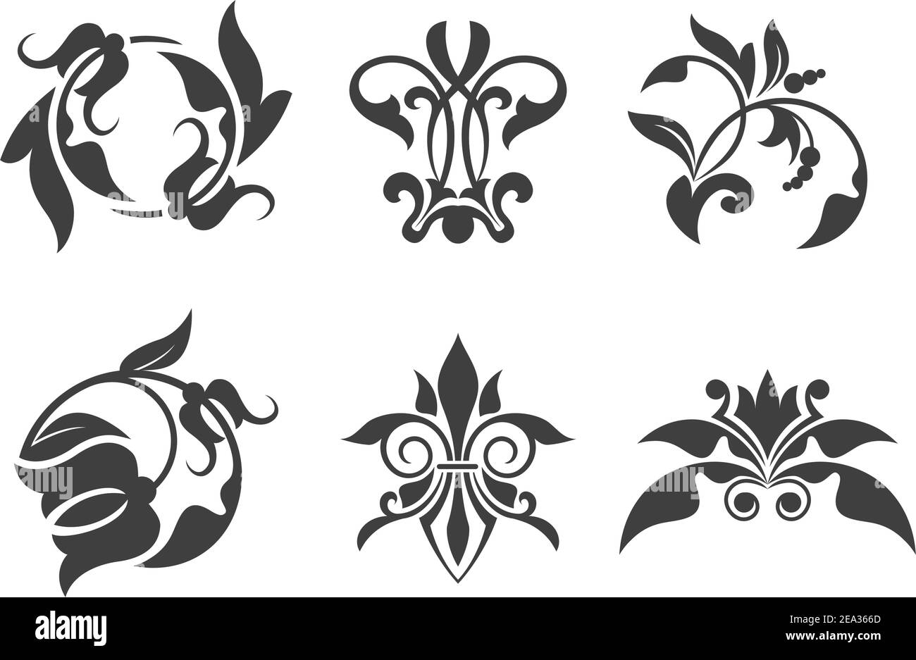 Antique vintage floral patterns isolated on white Stock Vector Image ...