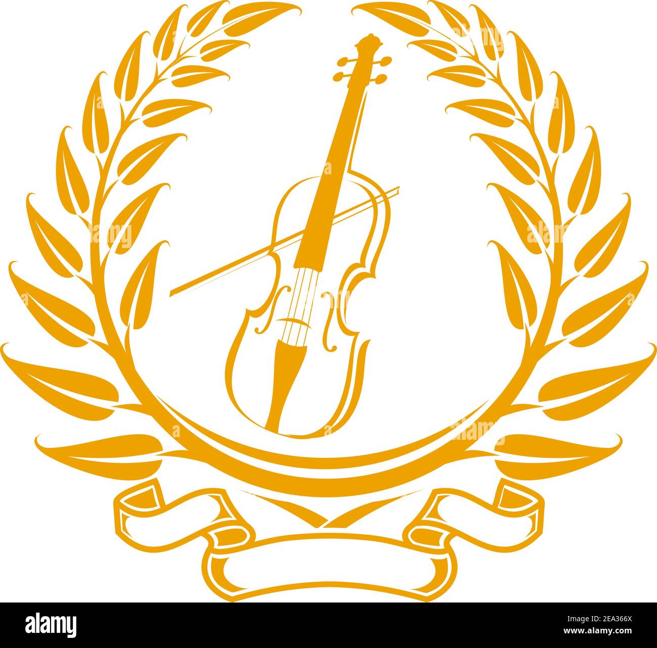 Violin symbol in laurel wreath isolated on white Stock Vector Image ...