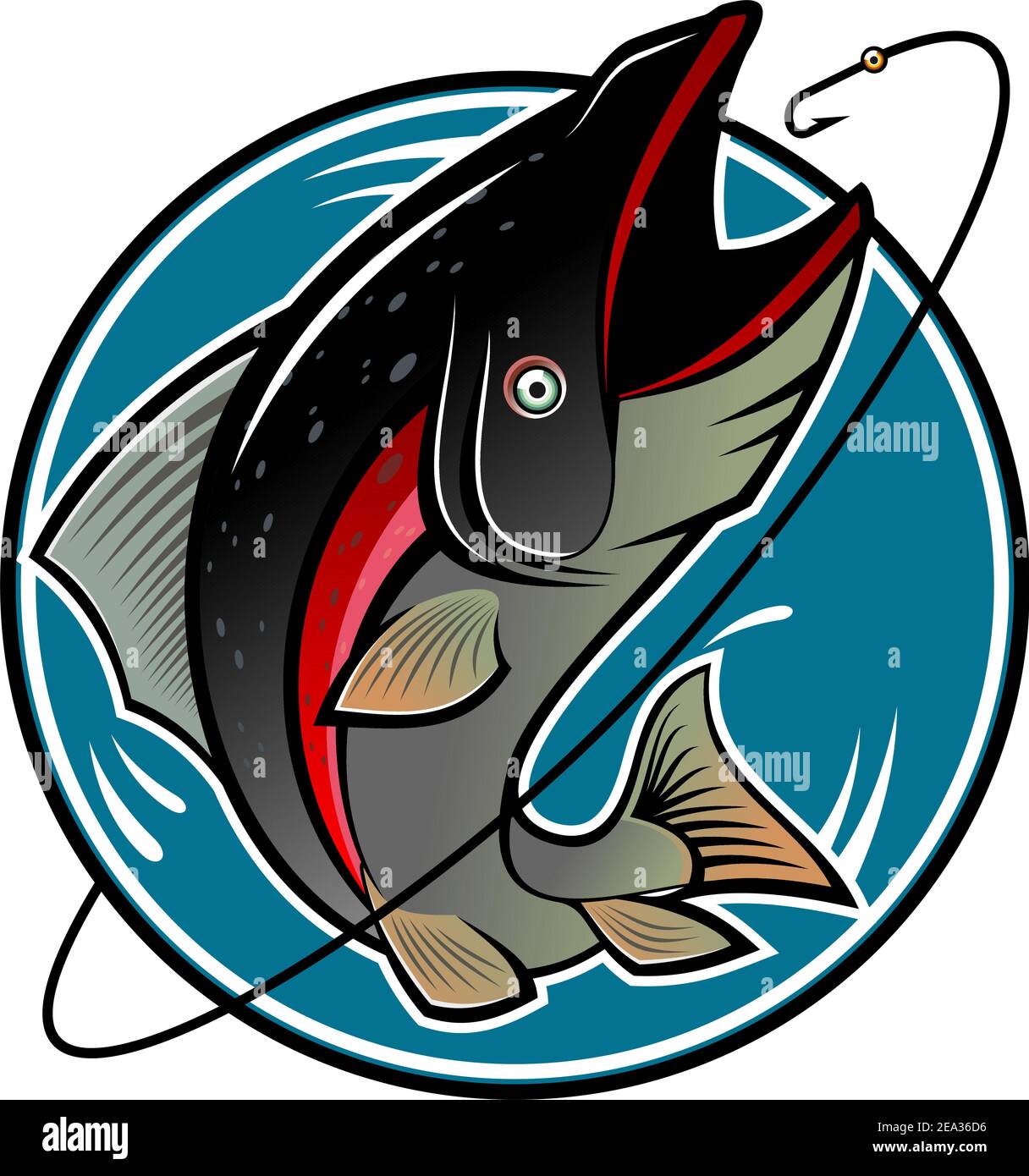 Fish as a fishing symbol isolated on white Stock Vector Image & Art - Alamy