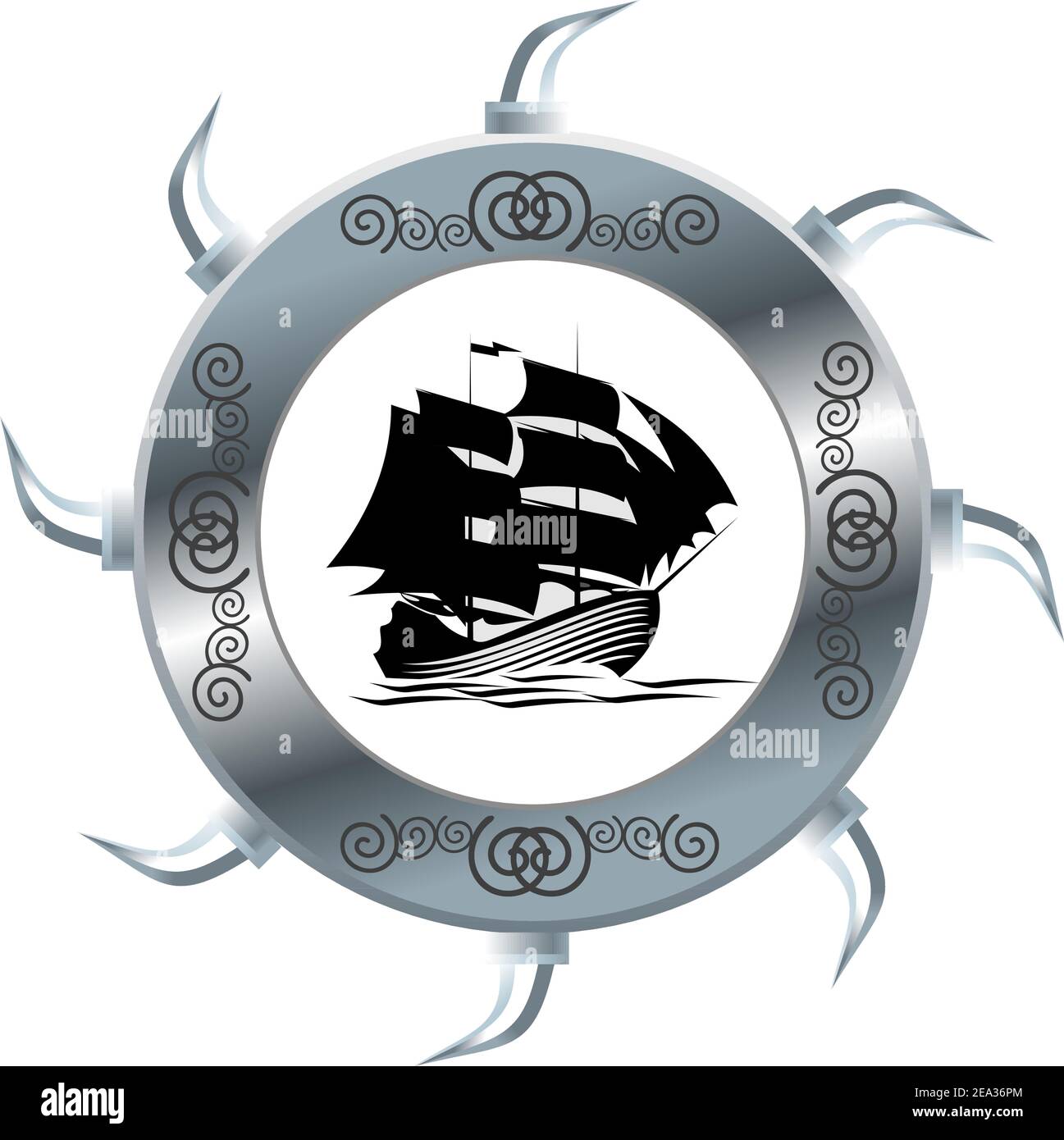 Anvient sail ship isolated on white for design Stock Vector Image & Art ...