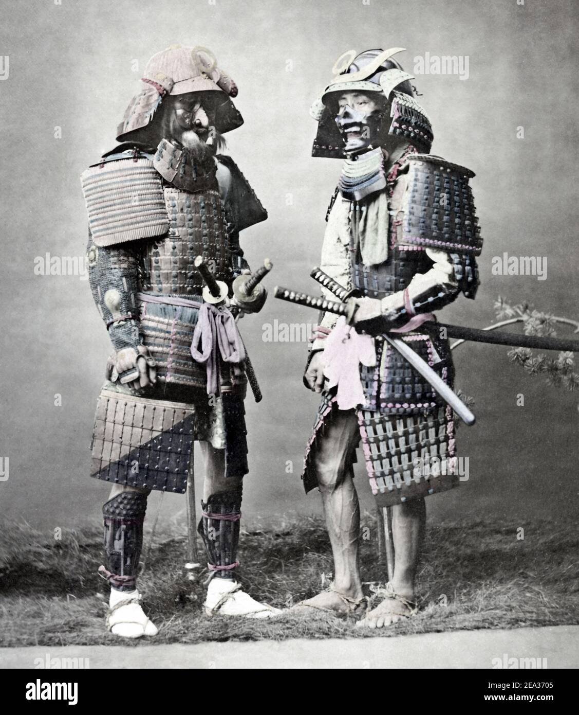 Late 19th century photograph - Two samurai warriors (probably actors ...
