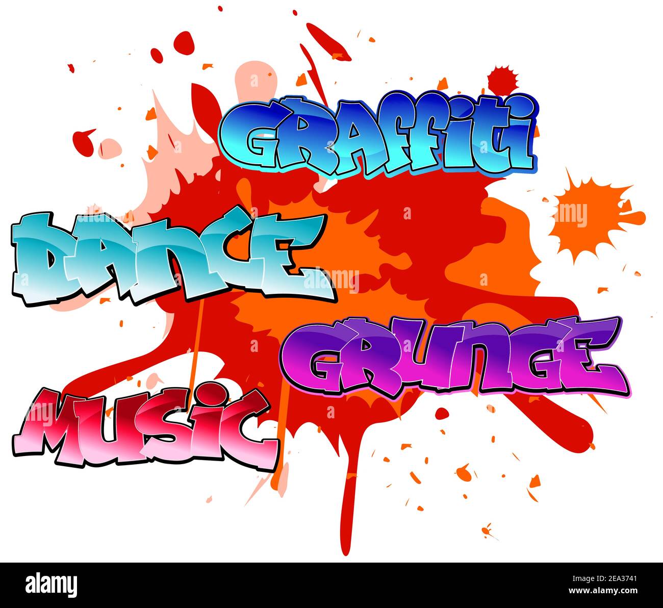 Urban graffiti elements for design on blobs background Stock Vector ...