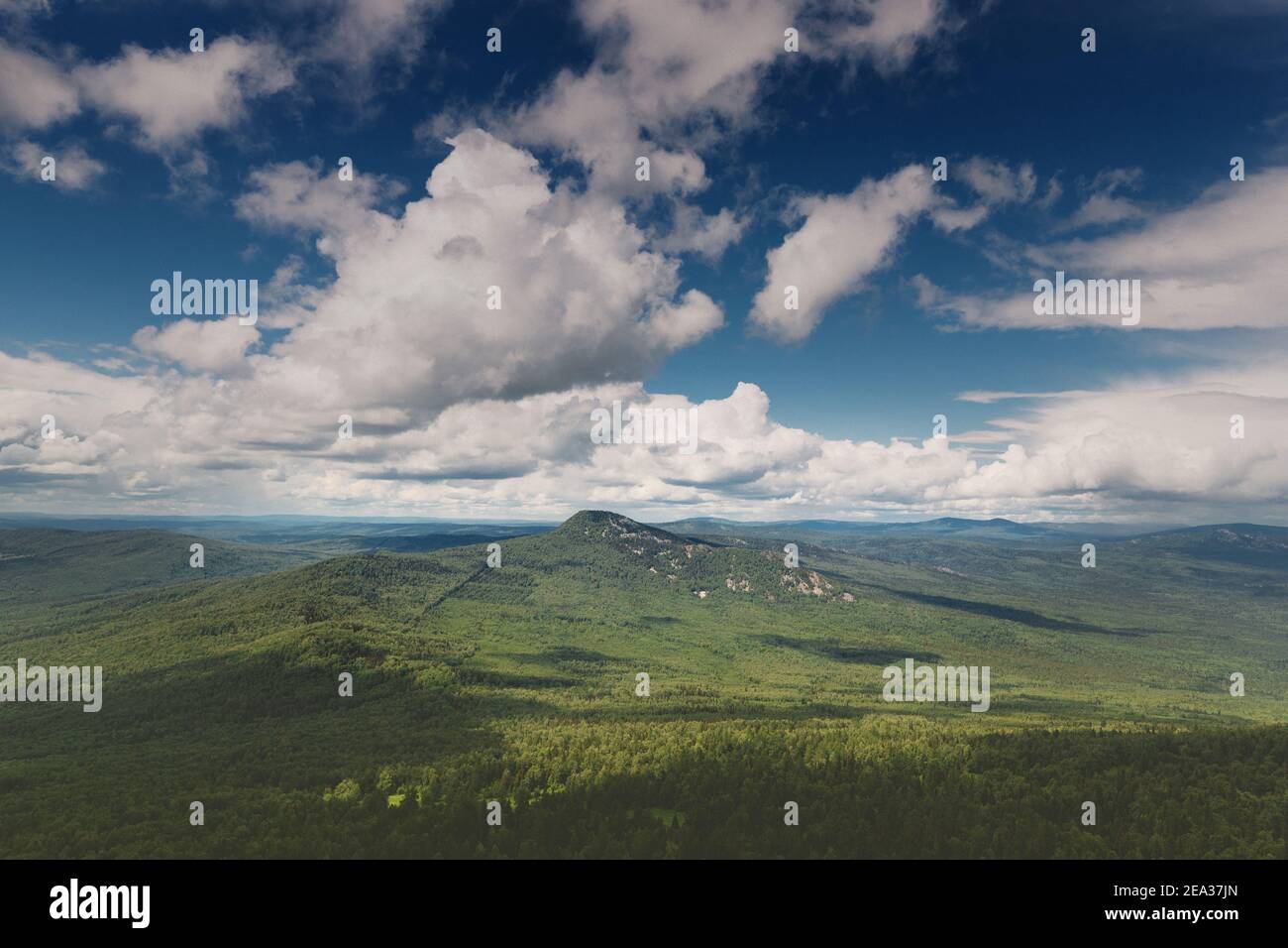 Panoramic landscape of rocky range in wild mountains. National park ...